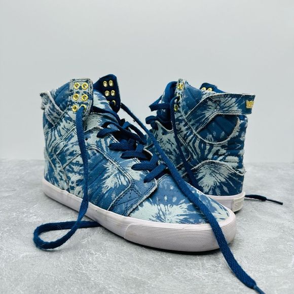Supra | Shoes | Supra Womens High Top Blue Tie Dye Sneaker Size 8 ...